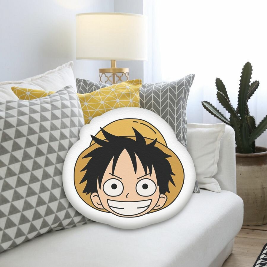 Мягкая фигурная подушка Чиби One Piece - Ван-Пис - Монки Д Луффи BCH1018 40см