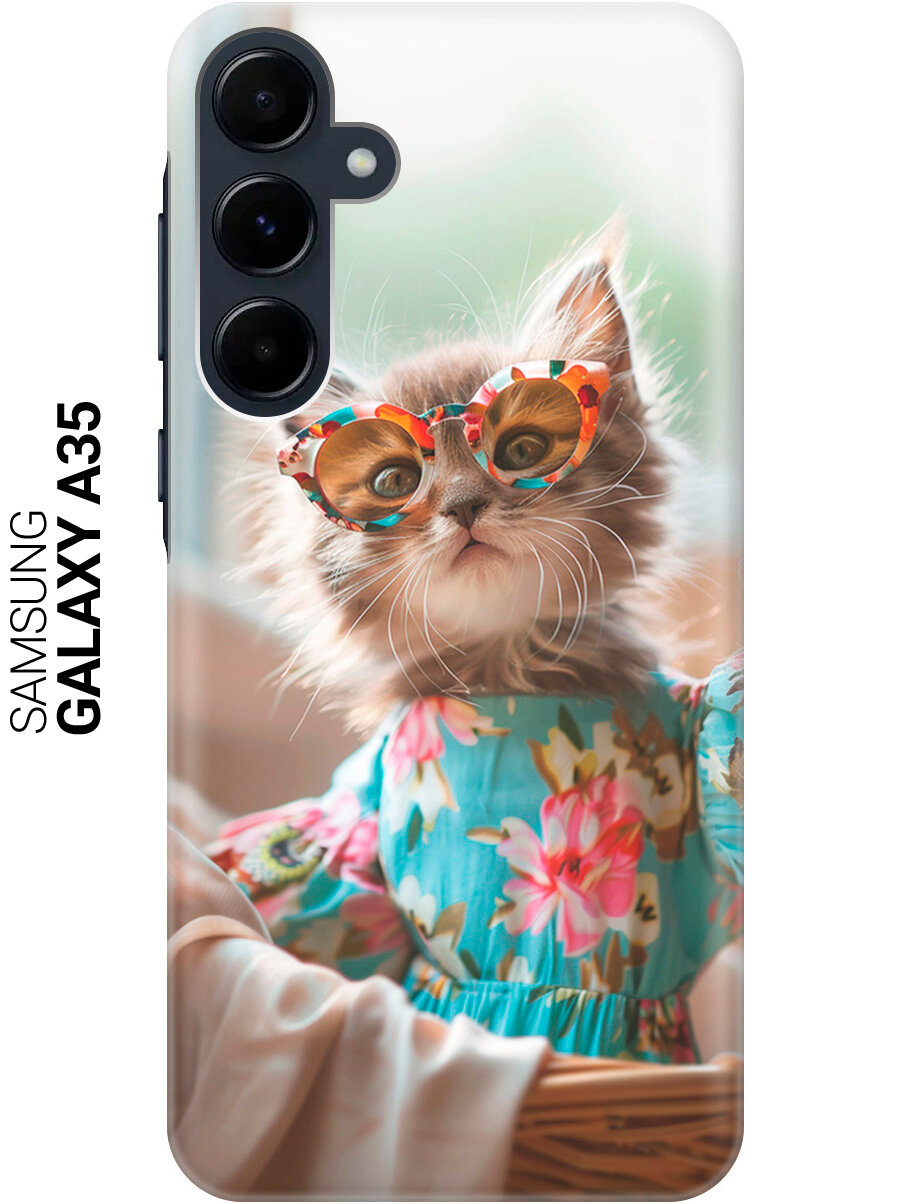Силиконовый чехол на Samsung Galaxy A35 / Самсунг А35 с рисунком "Кошечка в голубом платье"