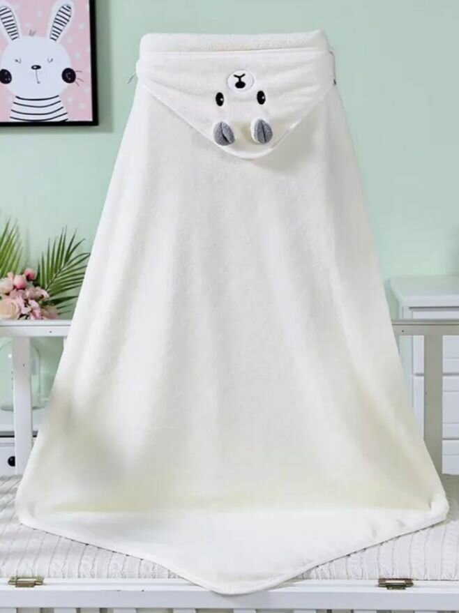 Полотенце-уголок махровое детское 80х80 см пончо с капюшоном