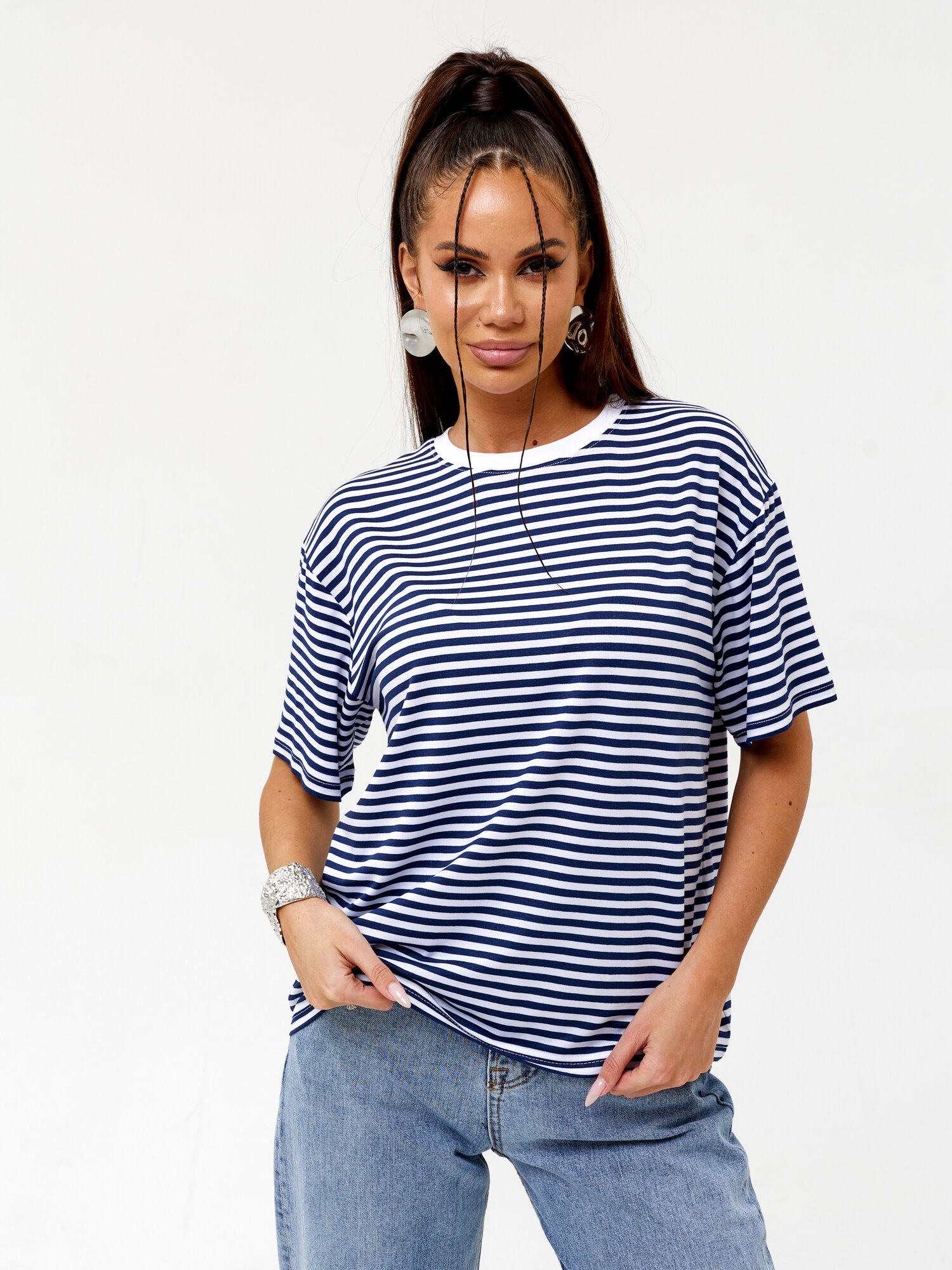 Футболка Футболка женская оверсайз узкая полоска