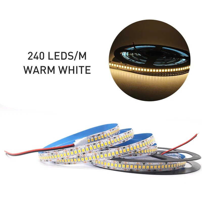 Светодиодная лента 240 LED/m, теплый белый, 5 м