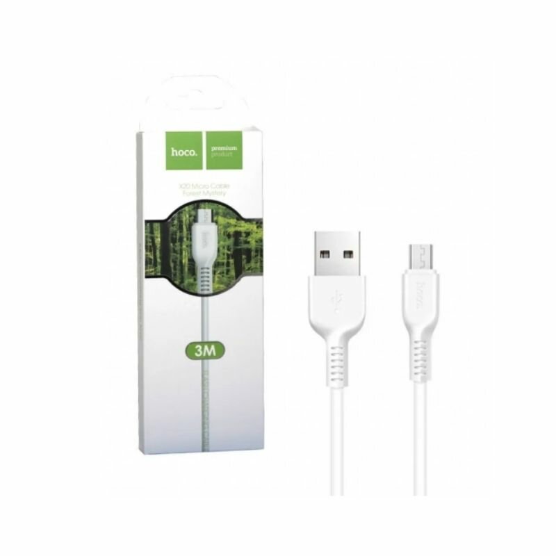 Кабель Hoco X20 Micro USB White (300см)