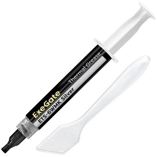 Термопаста ExeGate ETT-6WMK Silver 5.6 Вт. мК - шприц + шпатель 2 грамма