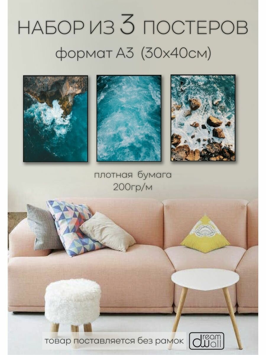 Постеры на стену интерьерные Голубая лагуна набор плакатов
