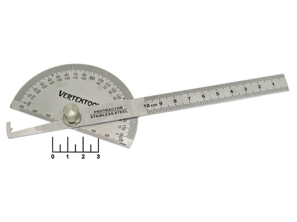 Линейка металлическая 10см + транспортир