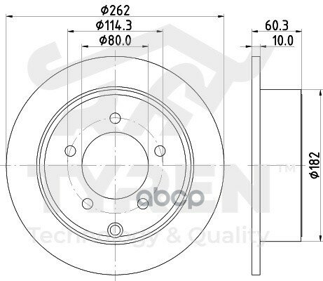 Диск тормозной Jeep Compas 06>; Dodge Caliber 06> TYREN арт. TYR1021341