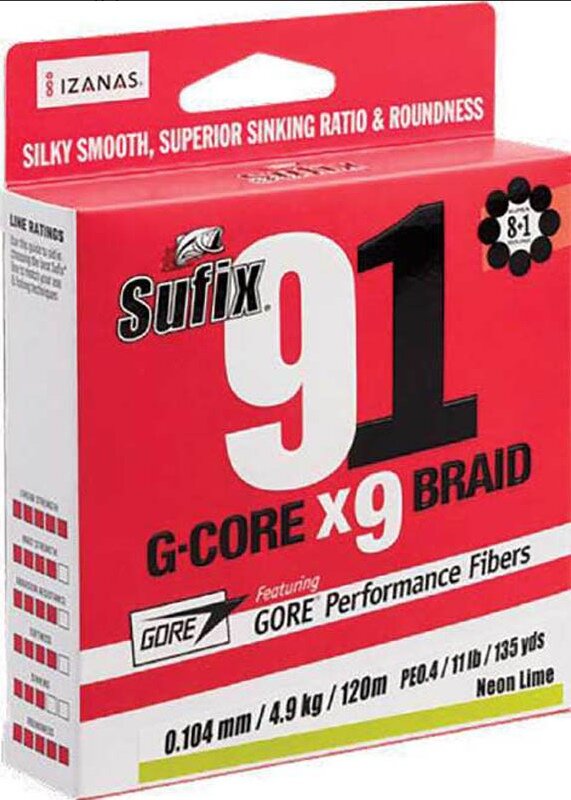 Леска плетеная SUFIX 91 BRAID зеленый 150 м 0.235 мм 14,5 кг