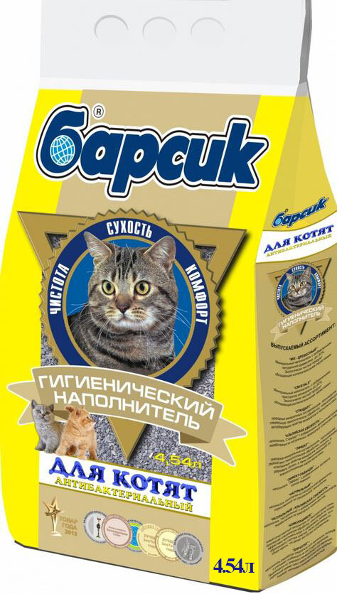 Барсик Для котят: впитывающий наполнитель на 4,54л: 3.1кг 3.1 кг