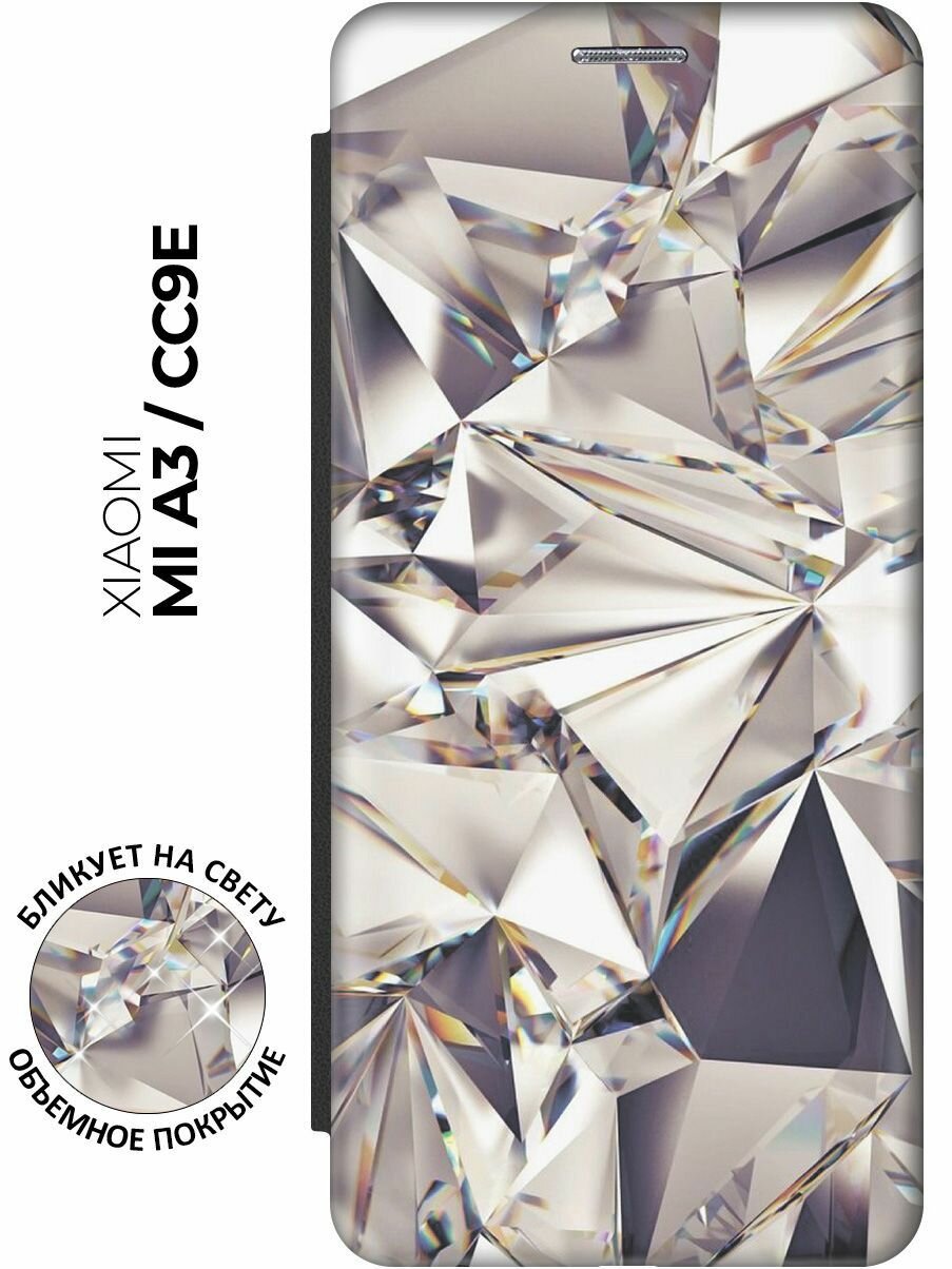 Чехол-книжка Алмазные грани на Xiaomi Mi A3 / CC9e / Сяоми Ми А3 / Ми СС9е c эффектом блика черный
