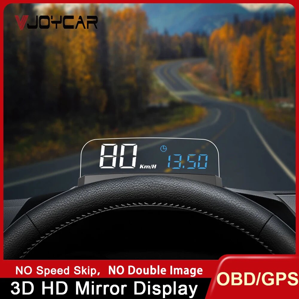 Vjoycar высокопроизводительный дисплей HUD на лобовое стекло GPS Спидометр автомобильный ветровой экран скоростной проектор KMH/KPM совместимый со всеми автомобилями