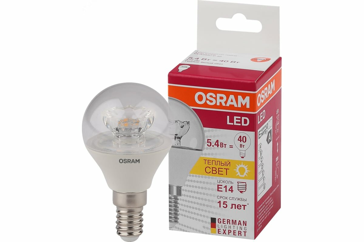 Osram Светодиодная лампа LED Star P Шар 5.4Вт E14 470 Лм 3000 К Теплый белый свет 4052899971622