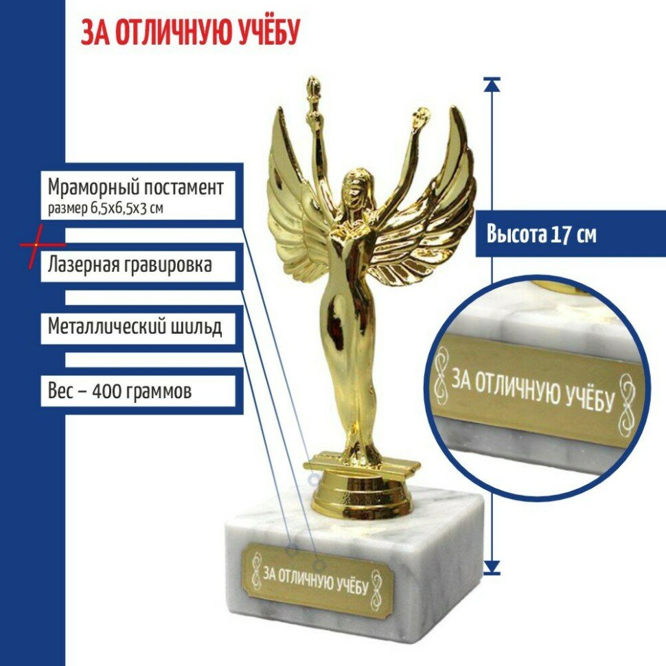 Статуэтка награда Жен. "За отличную учёбу" (17 см)