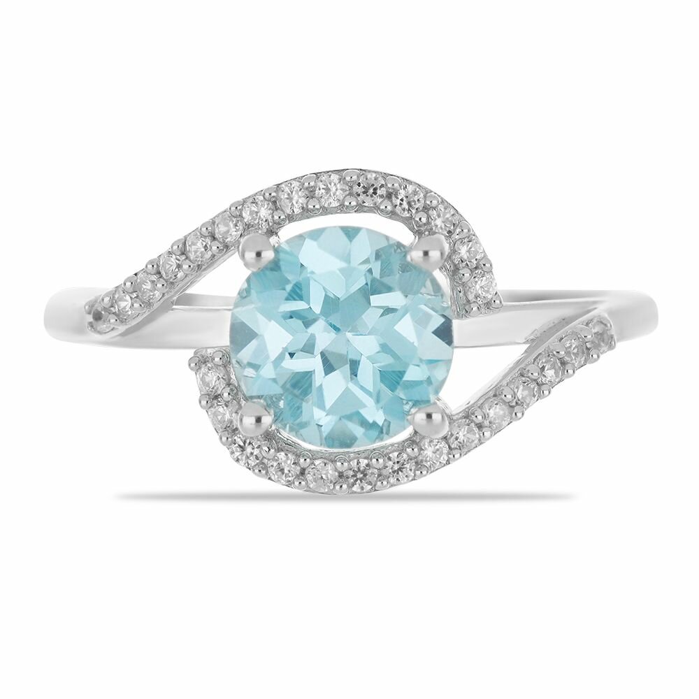 Кольцо, серебро, 925 проба, родирование, топаз, циркон