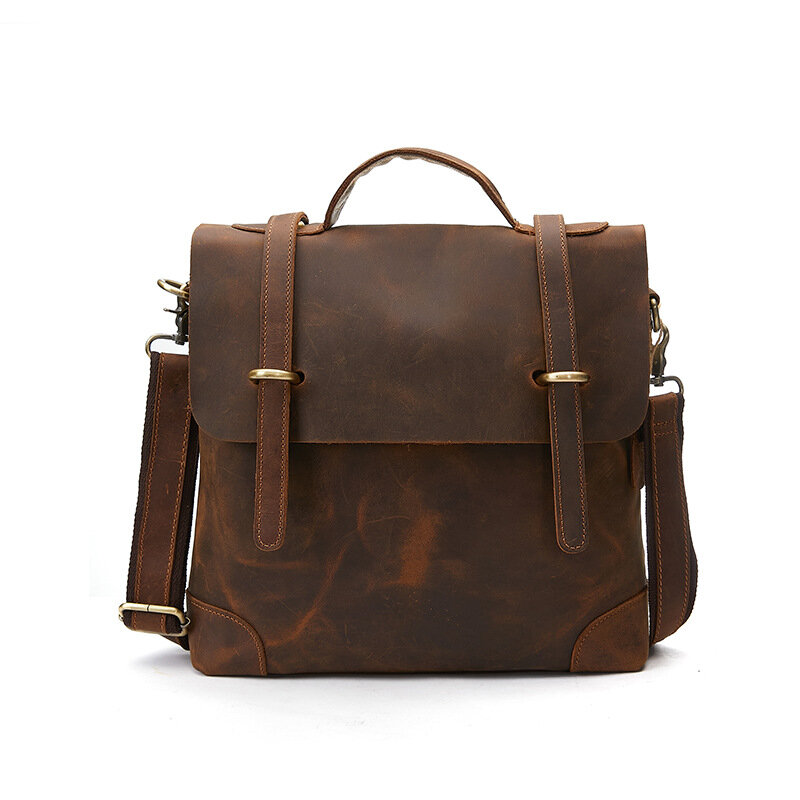 Портфель Crazy Horse, для ноутбука 13", воловья кожа, темно-коричневый