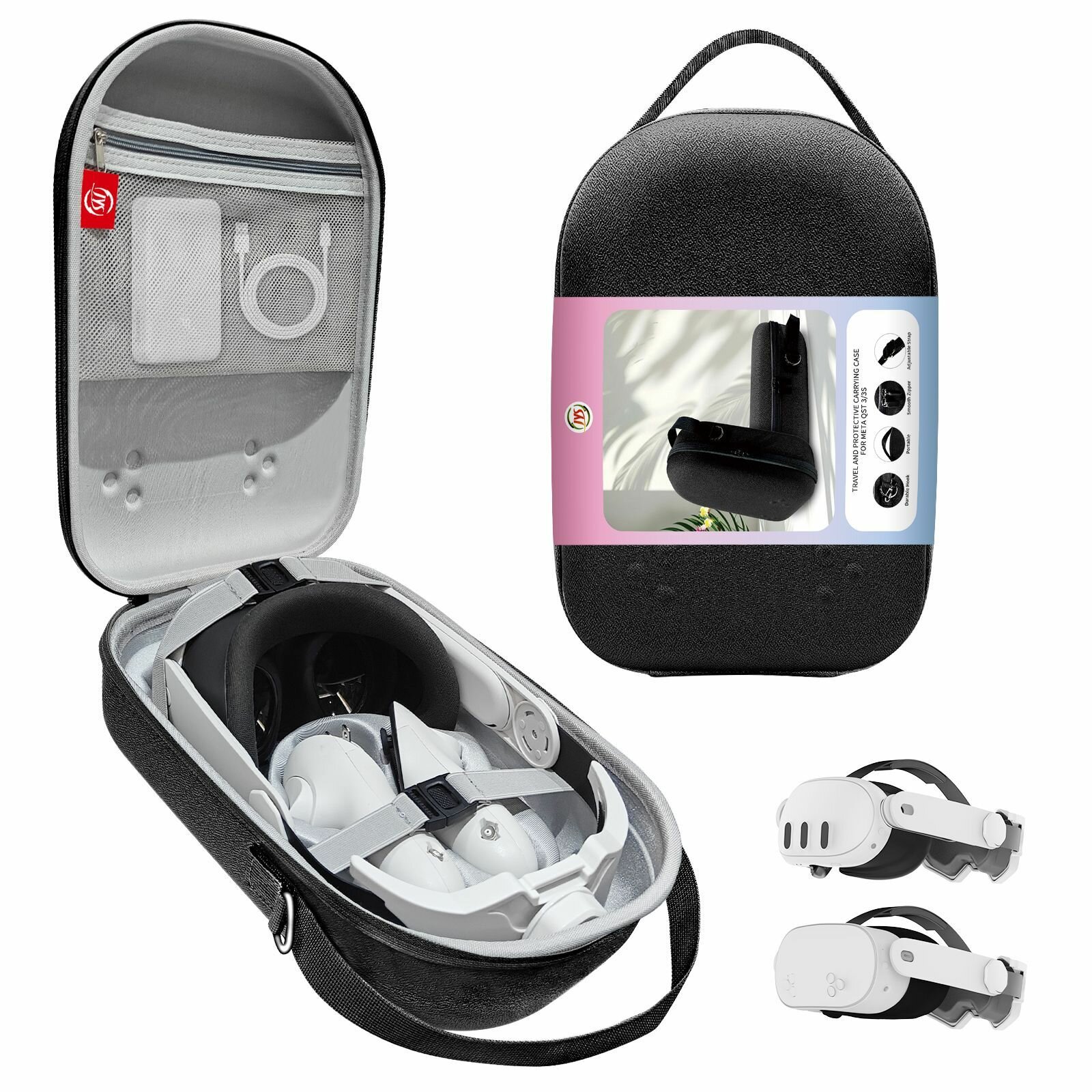 Подходит для Oculus Quest 3 / Oculus Quest 3S жесткий чехол для переноски с плечевым ремнем, подходит для путешествий и домашнего хранения
