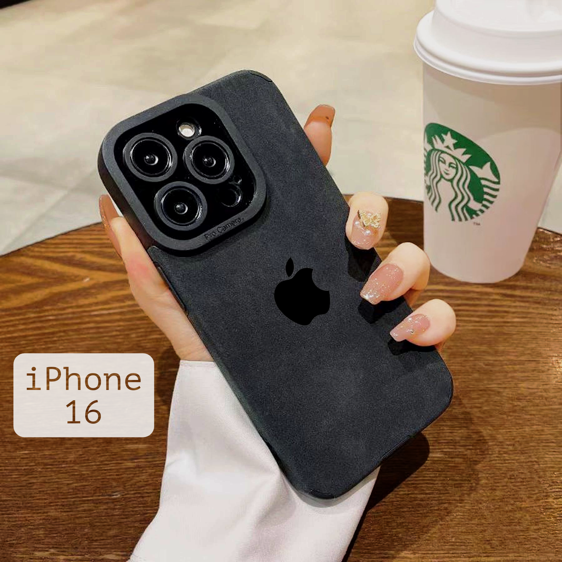 Чехол на айфон 16 черный с яблоком - Чехол iPhone 16 черный с яблоком