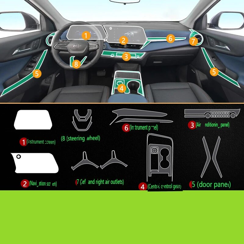 Прозрачная пленка из ТПУ для 2024 Chevrolet Equinox Plus Автомобильная наклейка для внутреннего интерьера, Защитная пленка для экрана приборной панели, аксессуары