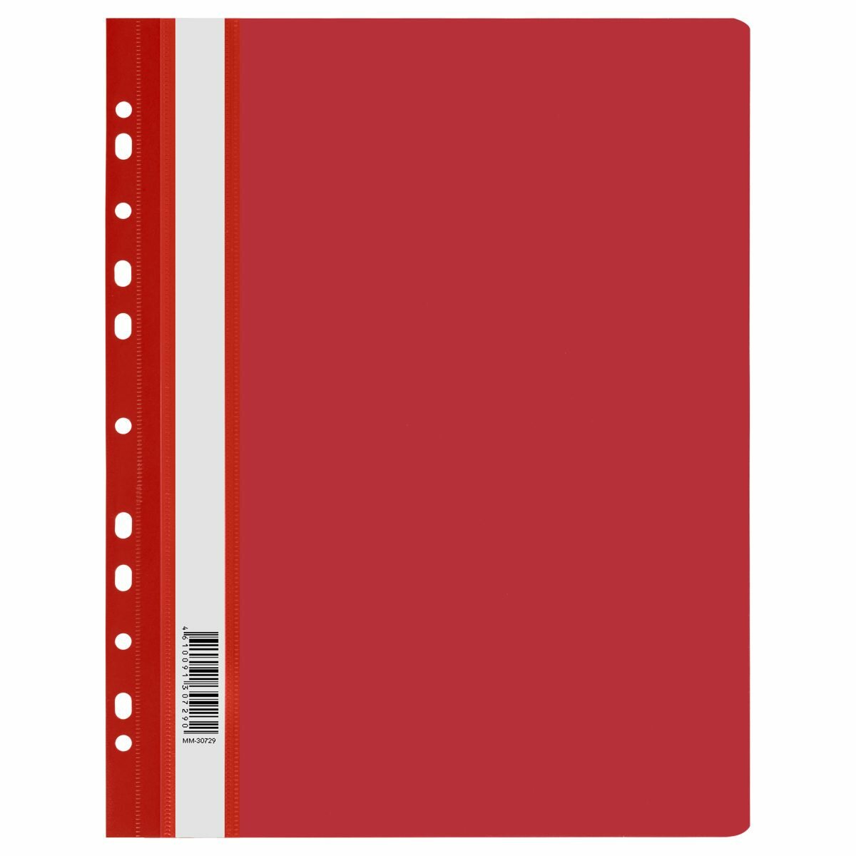 Папка-скоросшиватель с перфорацией Стамм (А4, 120мкм, пластик) красная с прозр. верхом (ММ-30729), 10шт.