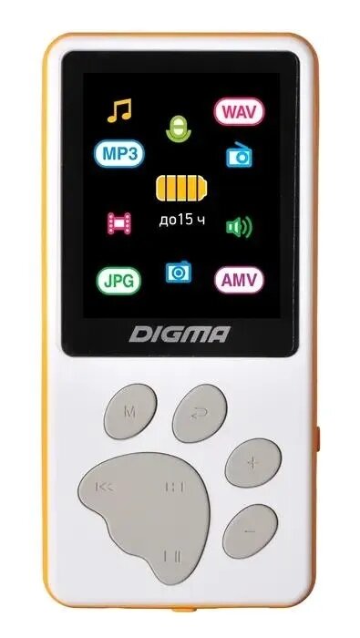 Плеер Hi-Fi Flash Digma S4 8Gb белый/оранжевый/1.8/FM/microSDHC