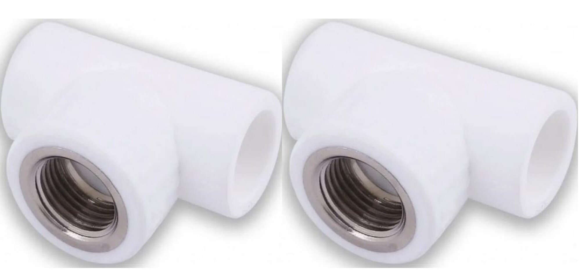 Тройник полипропилен с внутренней резьбой DN 20 х 3/4" Valfex (белая) для систем ГВС, ХВС и отопления. 2шт