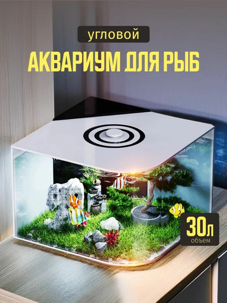 Аквариум для рыбок домашний угловой