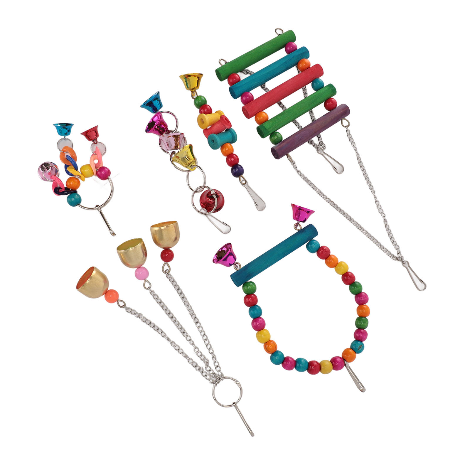 Набор игрушек для птиц, красочный жевательный попугай, качели, игрушки для окуня с колокольчиками для попугаев, корелл, неразлучников