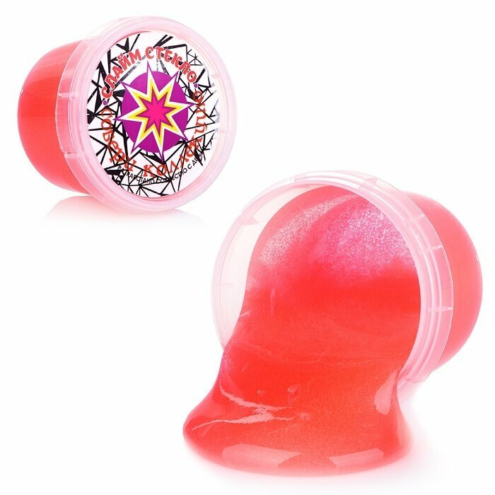 Слайм Лепа Стекло, Party Slime, в банке, 100 гр, красный неон