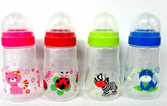 Бутылочка Бусинка 250 мл пластик широкое горлышко, с силиконовой соской (601)