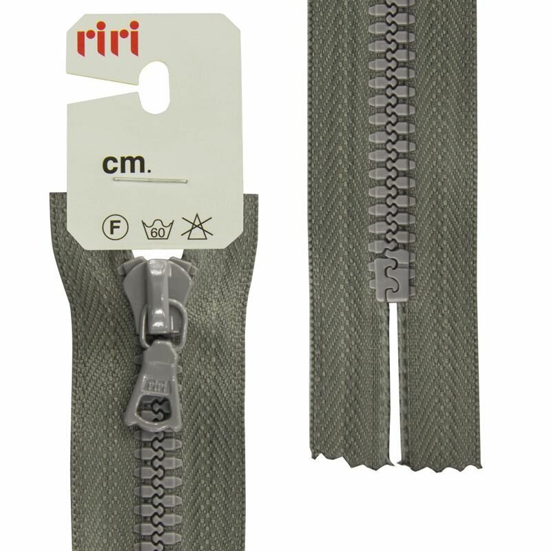 Молния riri Тракторная, неразъемная, 6 мм, 22 см, цвет 2106, Серый