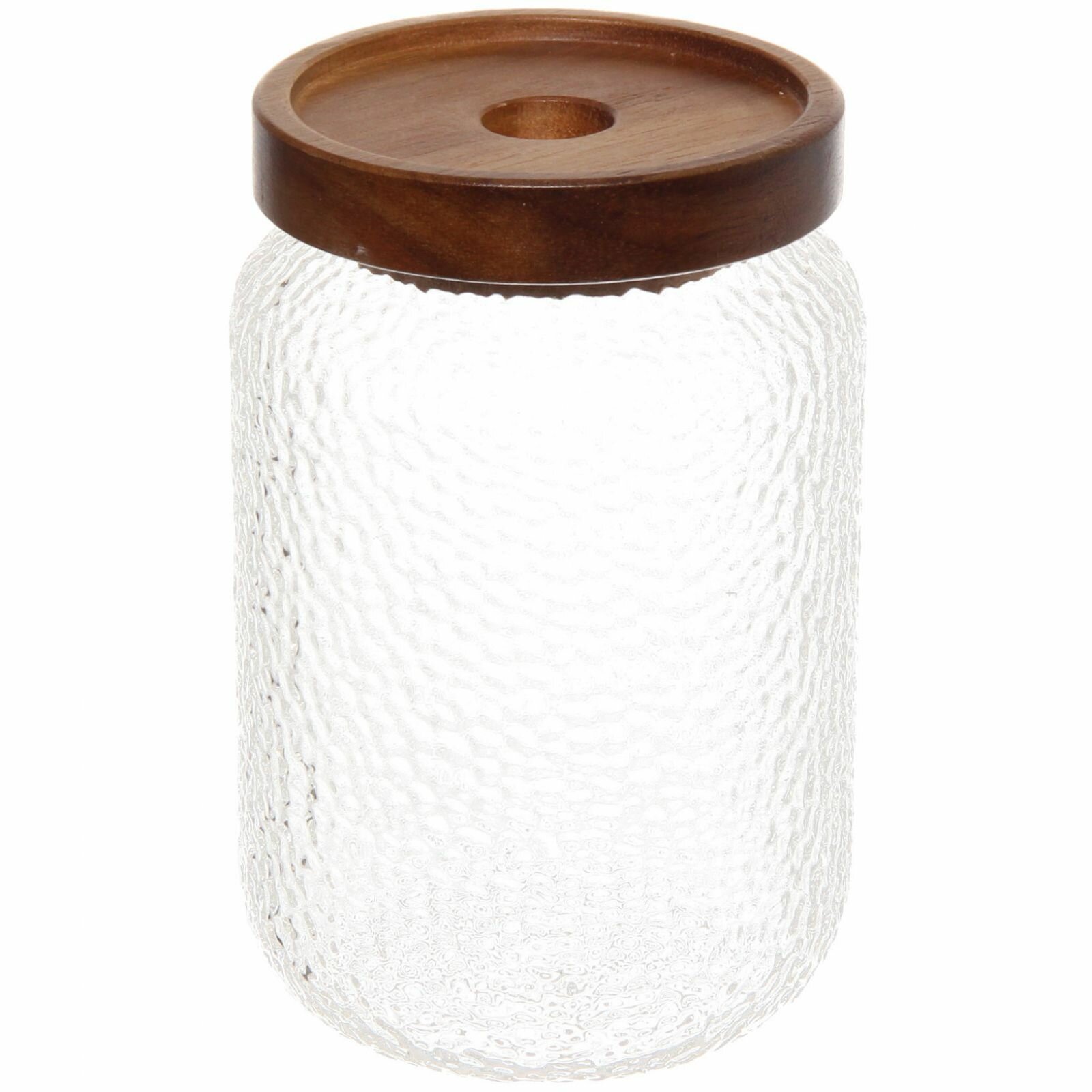 Банка для продуктов КНР стеклянная 700 мл "Ice" с крышкой из акации