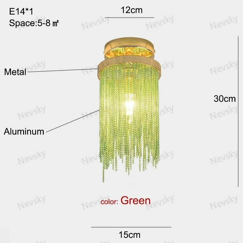 Люстра Nevsky с кисточкой, светодиодные лампы, E14, плафон металл, зеленый