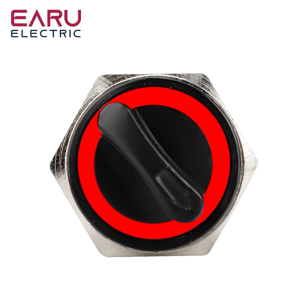 Водонепроницаемый поворотный переключатель EARUELETRIC 2 Position Latching, 19MM, Red Led, 12-24V
