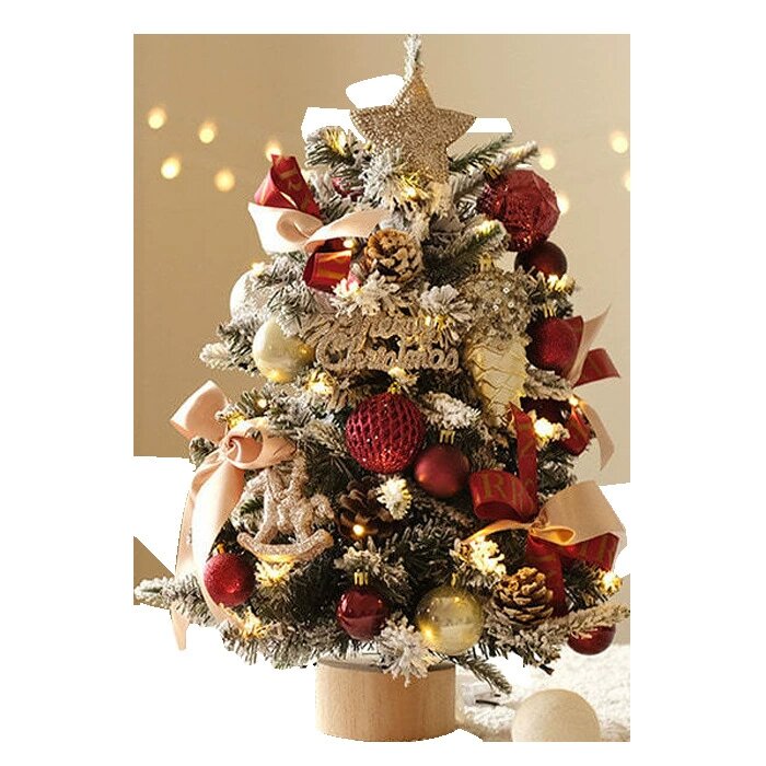 Искусственная ёлка, ПВХ, флок, 45см, конусная, с украшениями