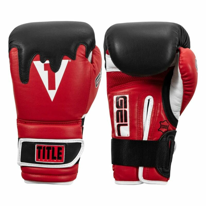 Перчатки боксерские TITLE BOXING GEL Lava Leather Series Training Boxing Gloves, 16 унций, черно-красные
