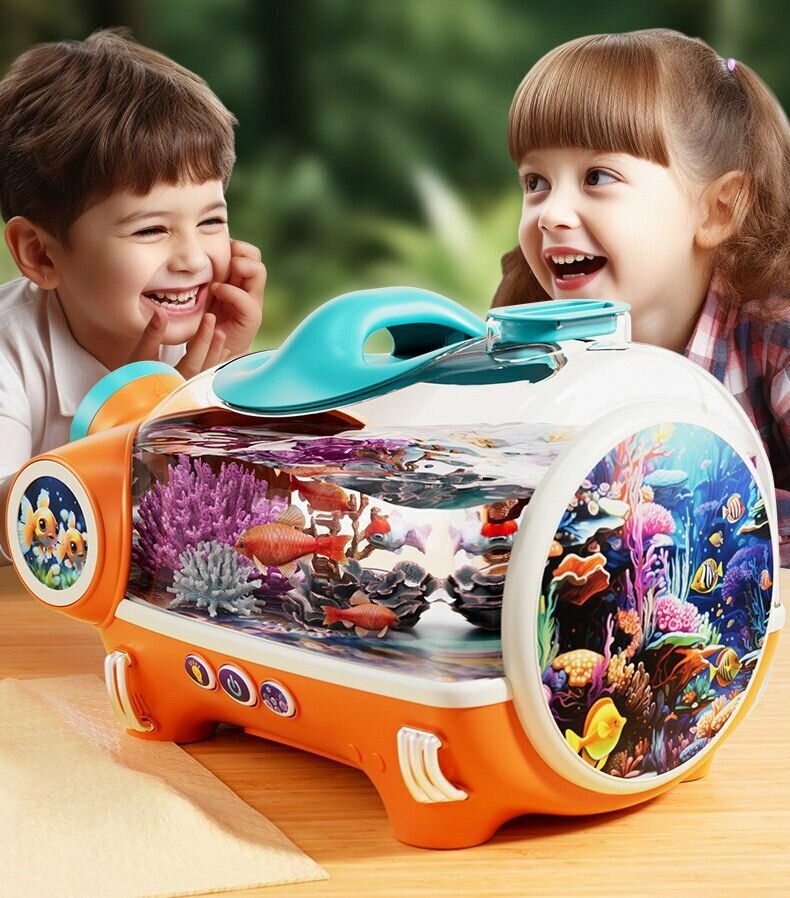 Детский аквариум с рыбками в космической капсуле, экологическая оксигенация, режим работы от двух аккумуляторов USB, красочные фантастические аквариумные игрушки с подсветкой