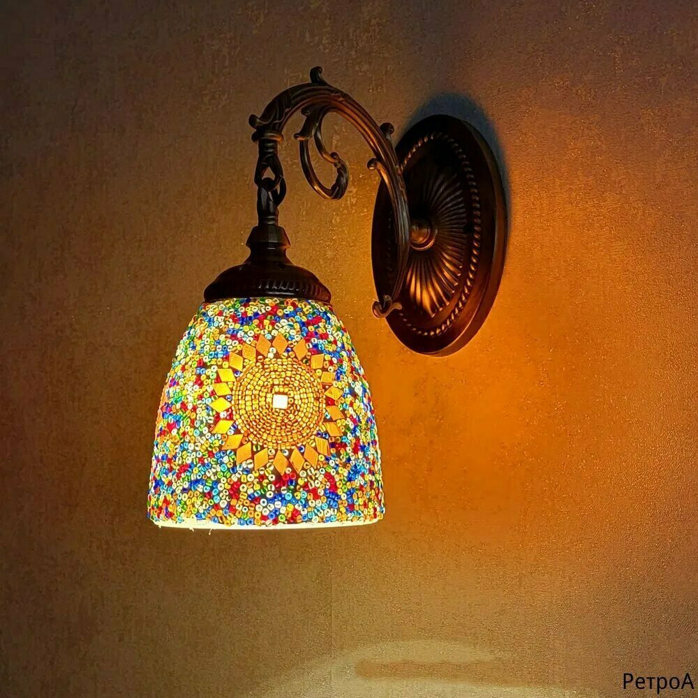 Бра РетроA PT338A, E27 LED, стекло, гальваническое покрытие из зеленой бронзы