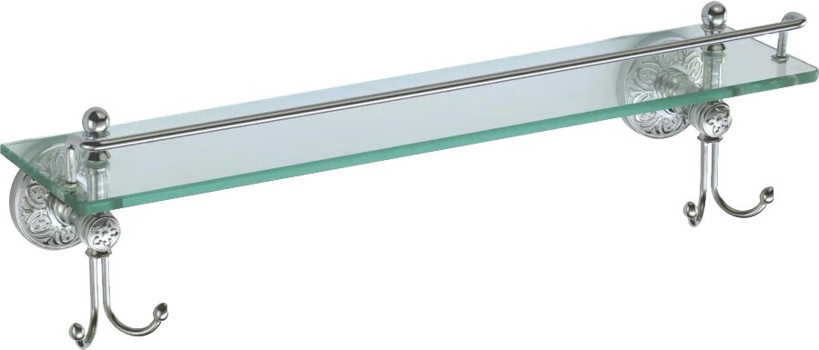 Полка под зеркало Savol 58 а S-005891A 50,8 см, прямая, стеклянная, латунь, хром, глянцевая, полка для ванной, с крючками, с бортиком