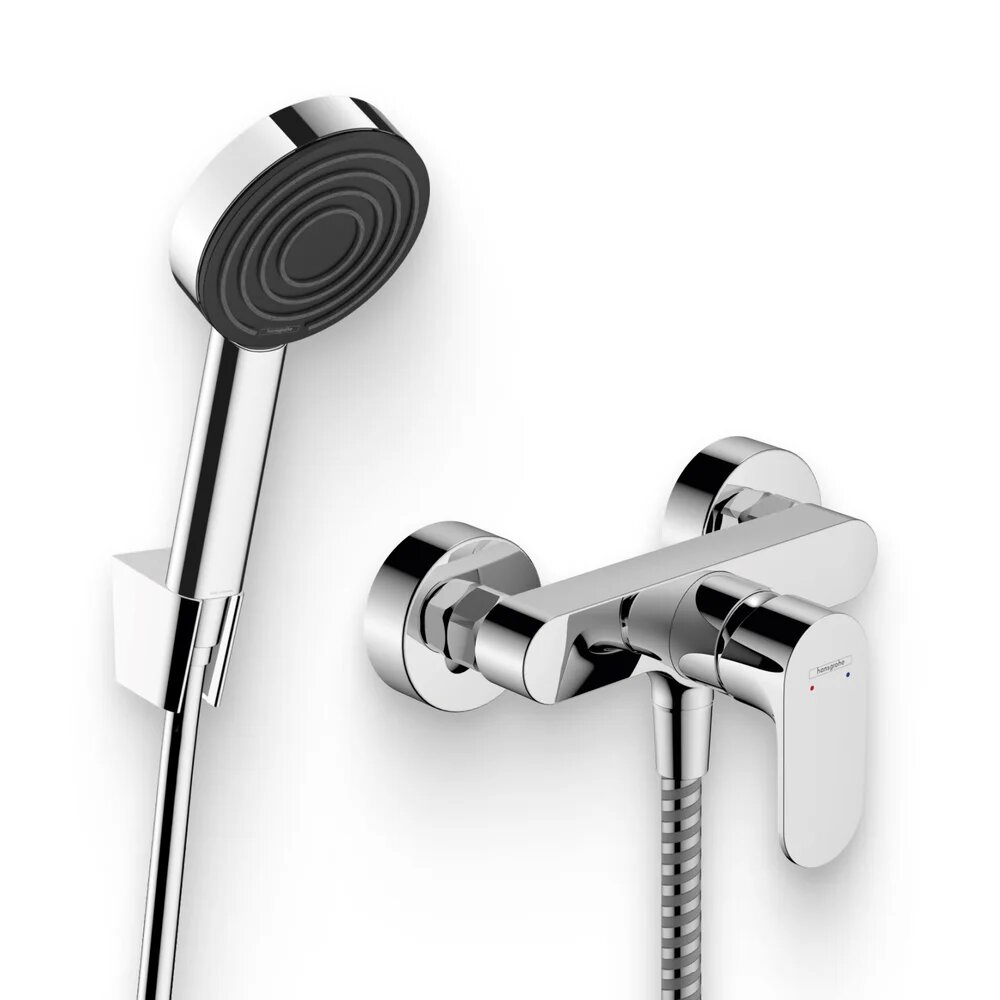 Душевой комплект Смеситель для душа Hansgrohe Rebris S 72640000, хром / Гарнитур Pulsify 105 1jet 24301000, 1,25 м, хром