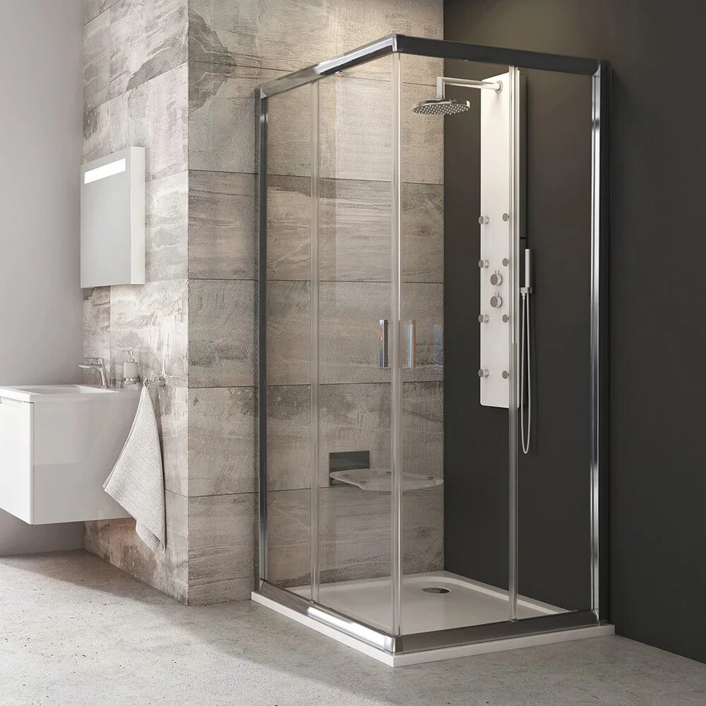 Душевой уголок Ravak Blix BLRV2K без поддона, стеклянный, 80x80, раздвижной
