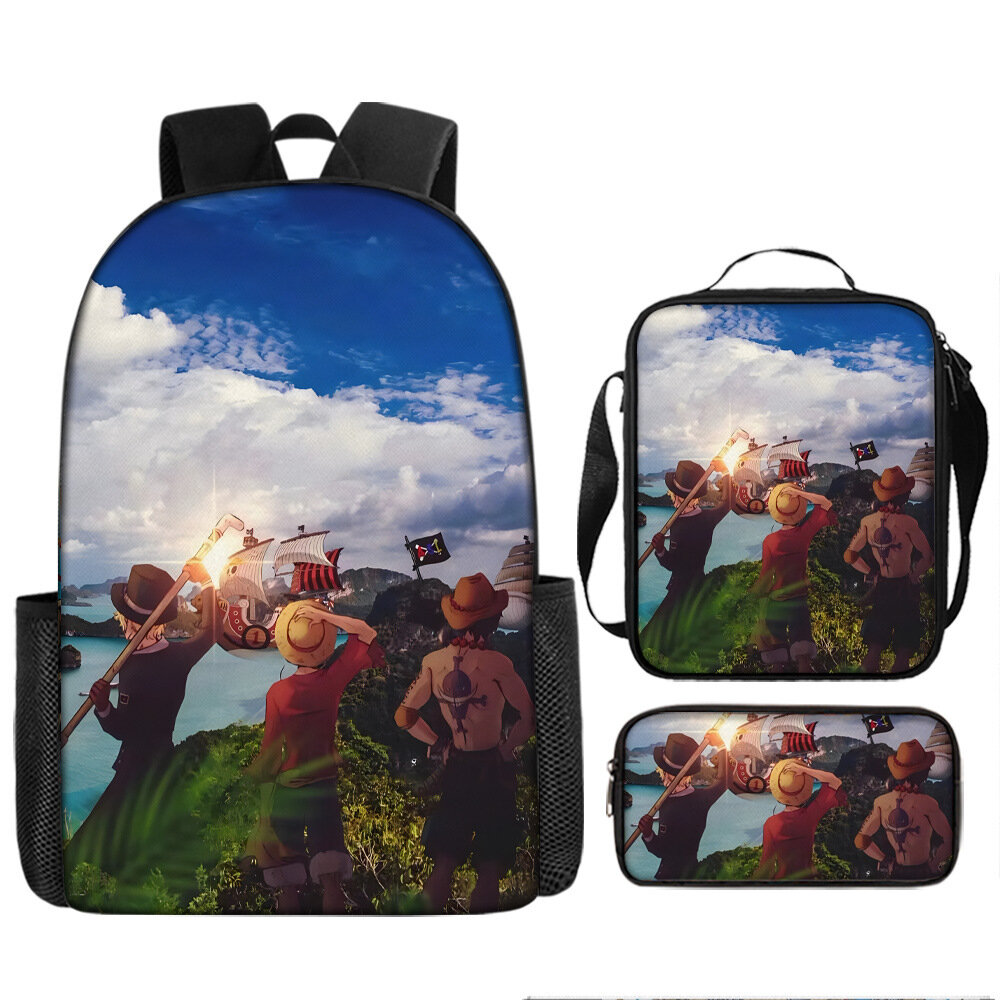 Анимация, цельная школьная сумка, набор из трех предметов, драматический периферийный рюкзак, большая вместительная сумка для учащихся средних школ, компьютерная сумка для кампуса на открытом воздухе