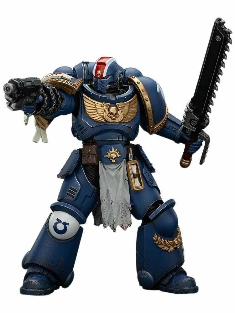 Подвижная фигурка JOYTOY Warhammer 40K Action Figures Ultramarines Lieutenant Titus-Collectors Edition Model