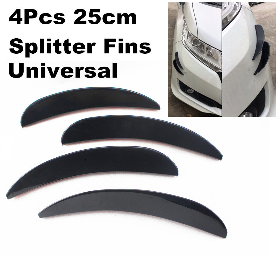 4 шт. 25 см Универсальные Черные Дефлекторы Переднего Бампера Автомобиля / Автомобиля Спойлер Переделка Клыки