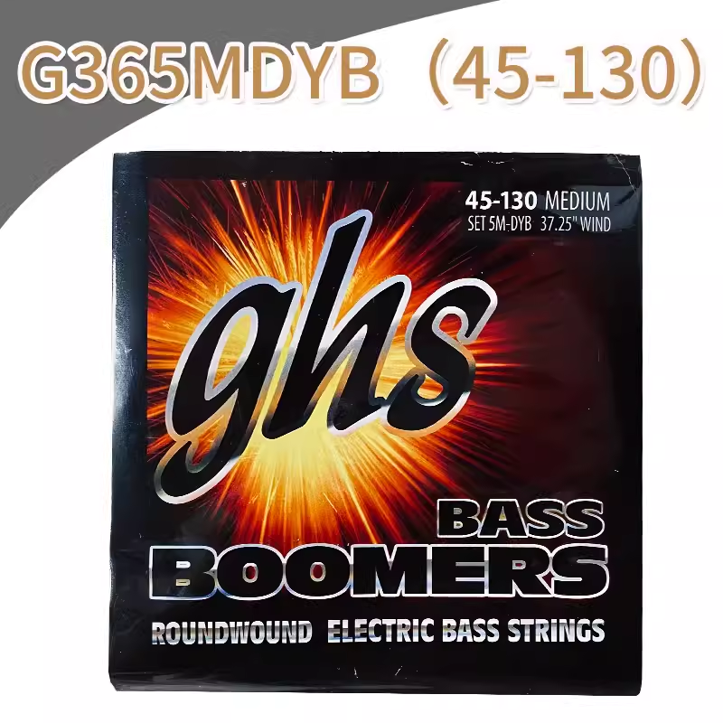 Струны электробаса GHS BOOMERS G365MDYB, 5-струнная комплектация, 45-130 калибр, прочные струны для бас-гитары