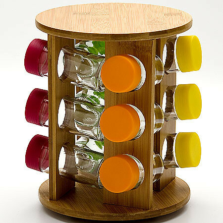 23257 Набор баночек для приправ, специй и сыпучих продуктов 13пр бамбук МВ (х8)