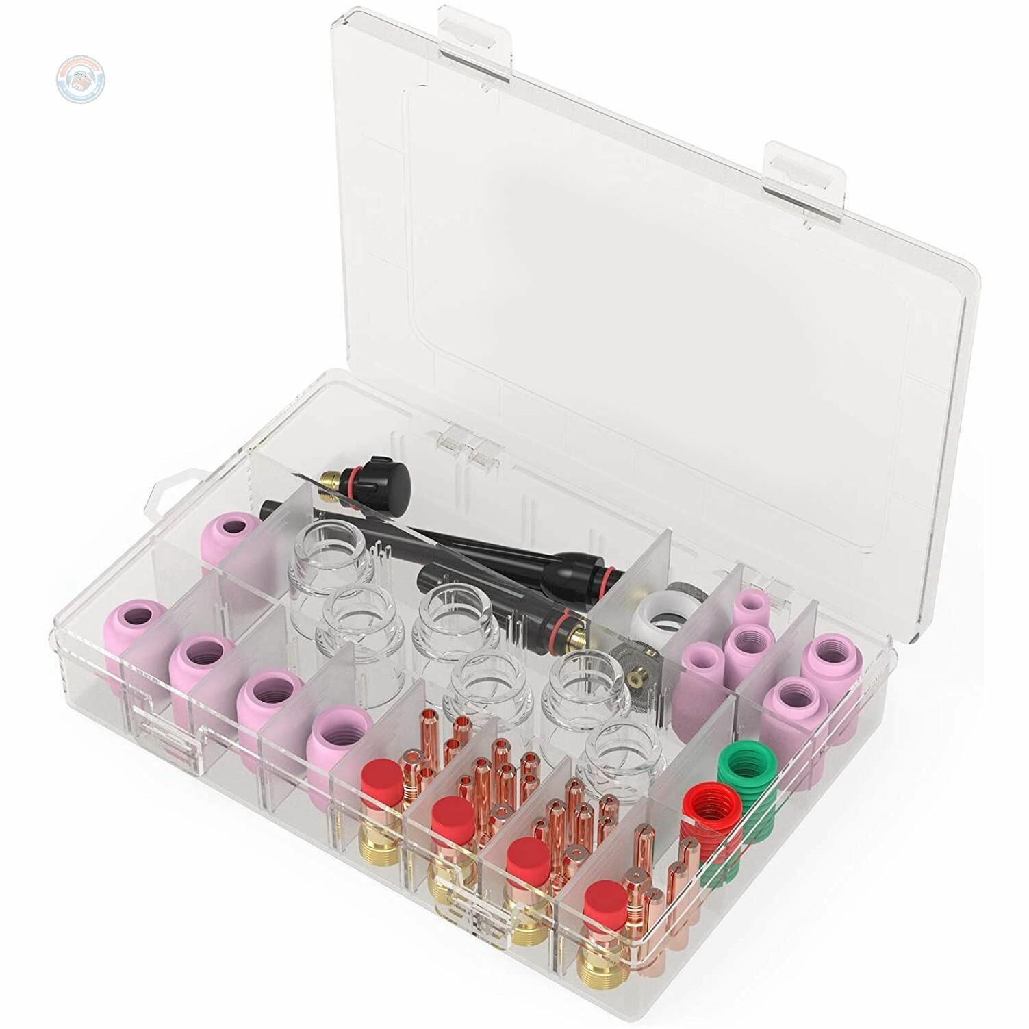 71 шт комплект стеклянных линз для TIG горелок -17/18/26, упрямая газовая линза, расходники для аргонодуговой сварки, керамика и медь, розовый+медный+прозрачный набор