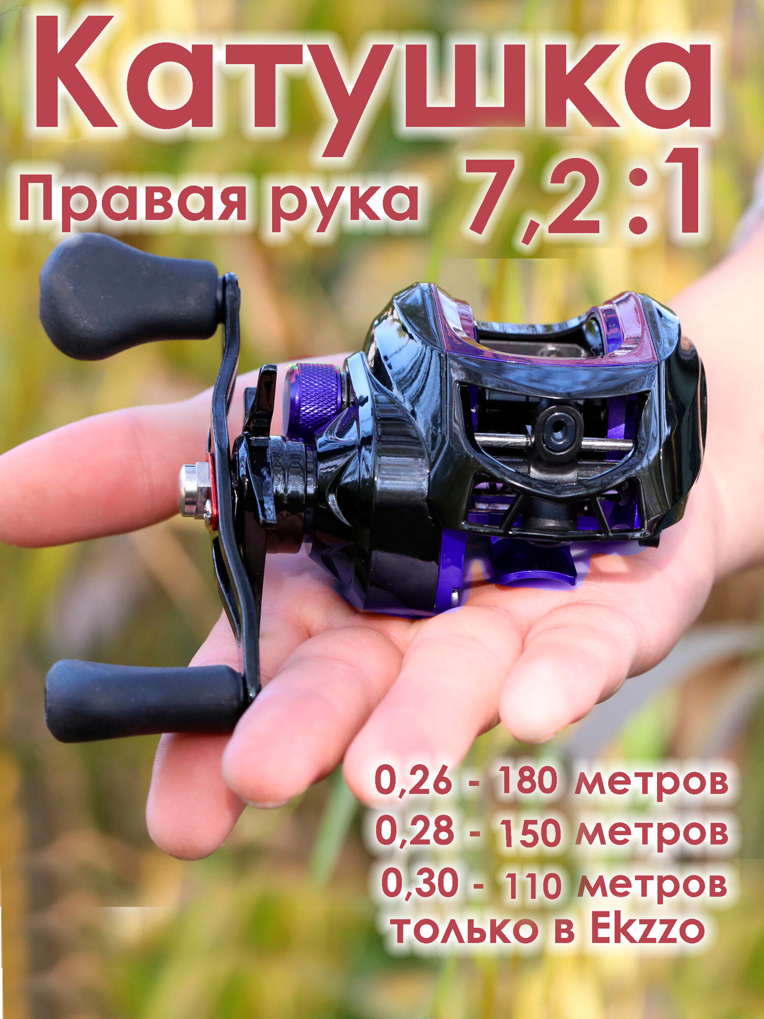 Катушка рыболовная для спиннинга и фидера мультипликаторная правая рука 2000