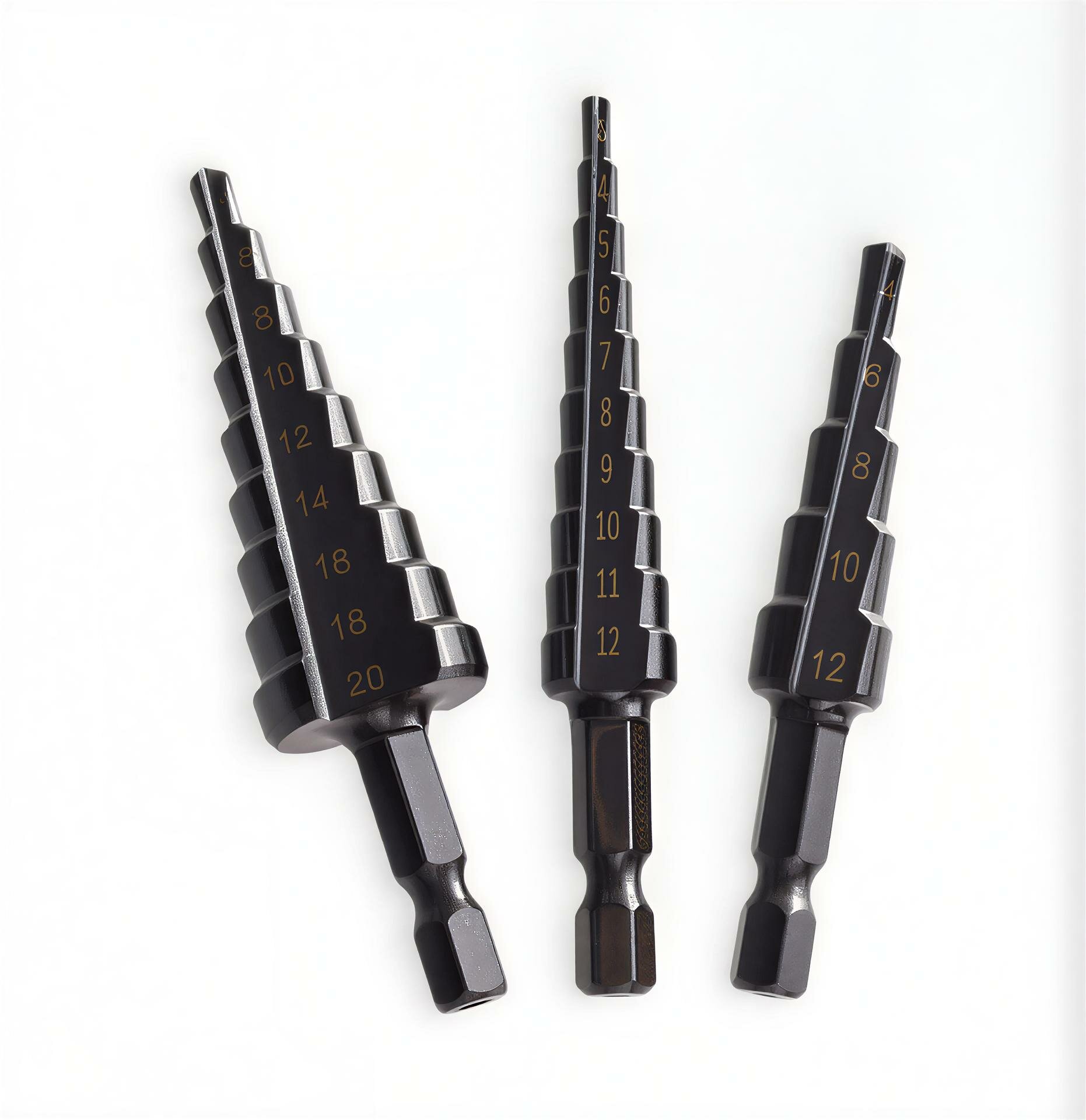 Ступенчатое сверло (набор) 3пред. 4-32мм,4-20мм,4-12мм кобальтовое покрытие