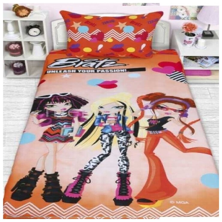 Постельное белье Mona Liza "Bratz School", бязь, 100% хлопок, 1,5-спальный, оранжевый