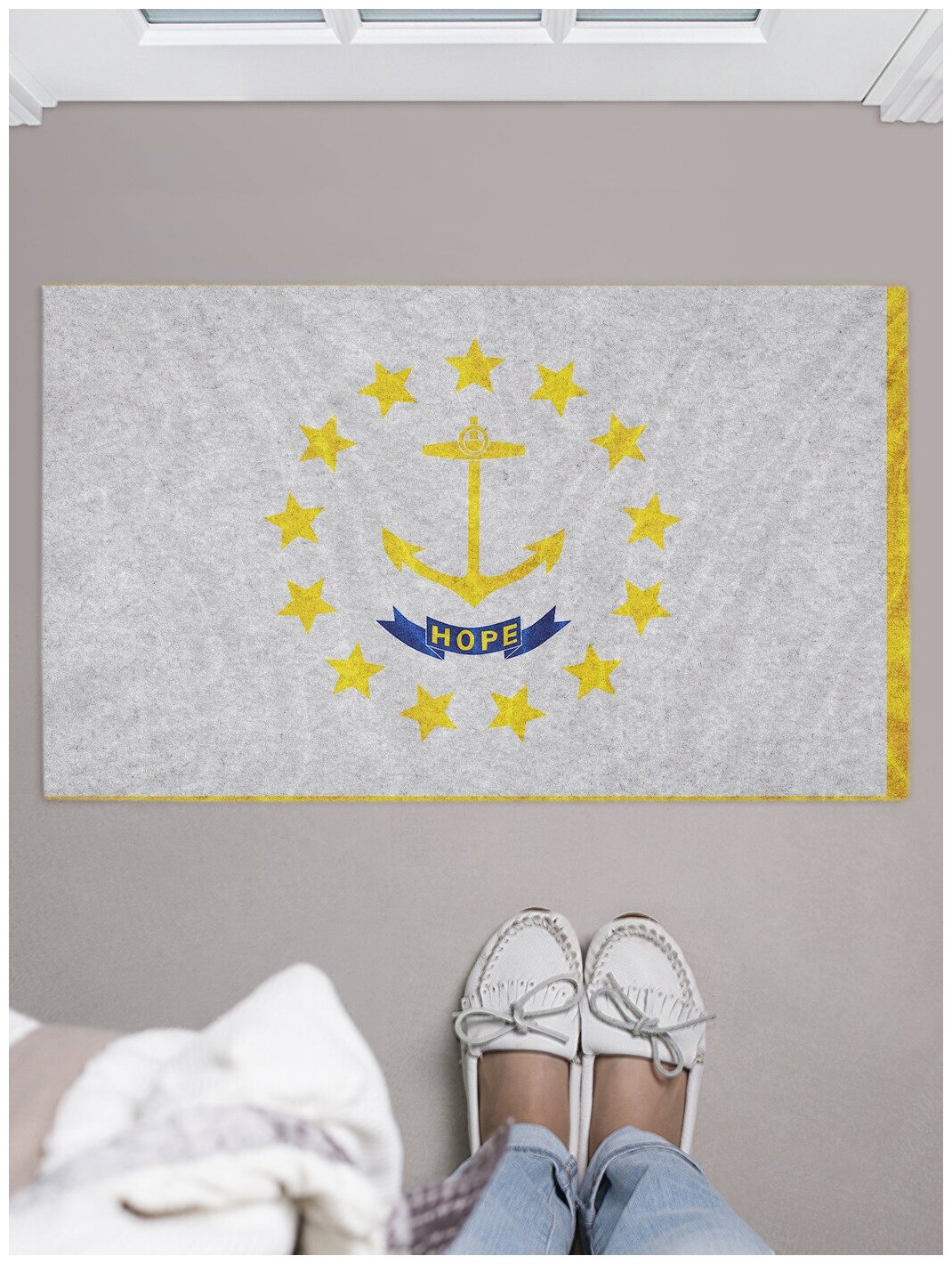 Коврик придверный в прихожую с принтом "Флаг надежды" 45x75 см , JoyArty