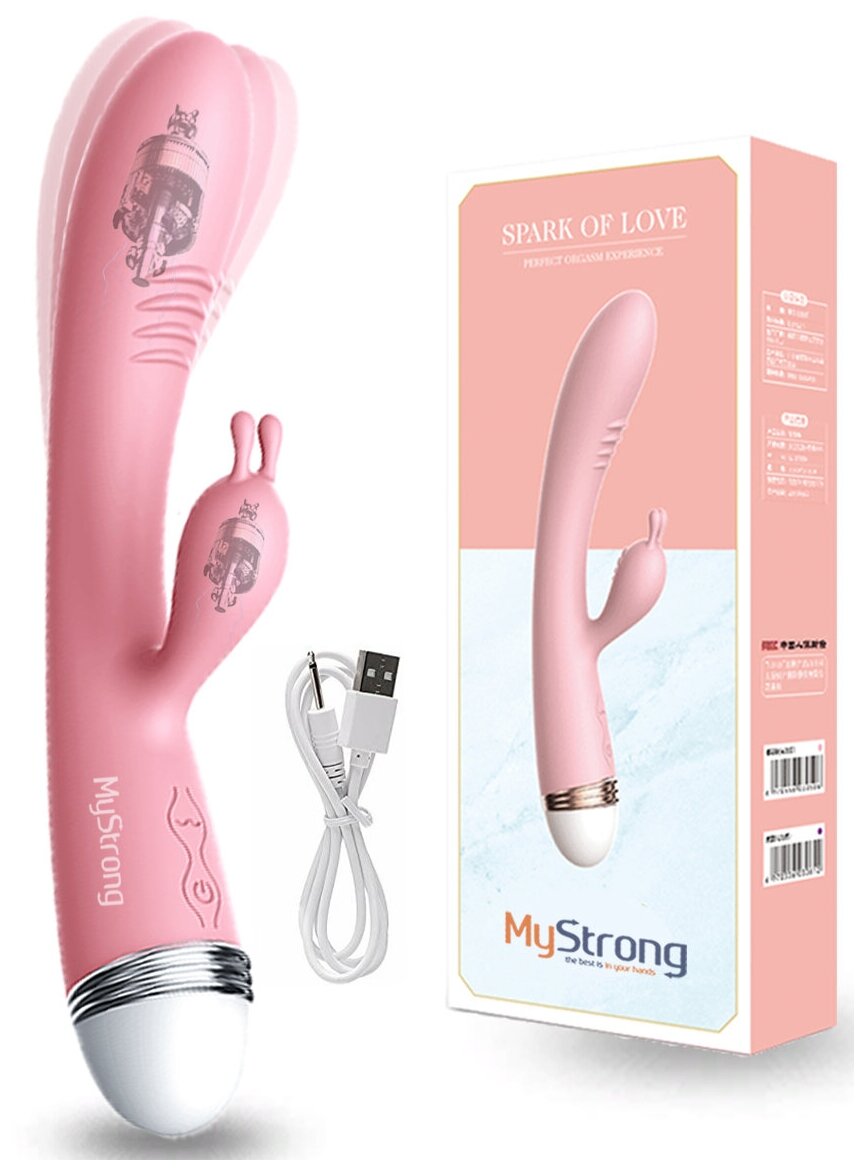 Вибратор MyStrong с Клиторальным Отростком - Секс Игрушка для Взрослых - Вибратор Кролик Для Женщин Девушек, USB, Стимуляция Клитора, Точки G